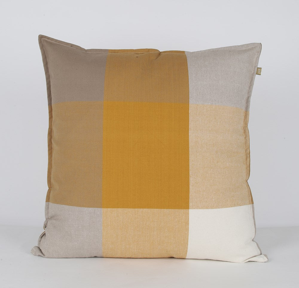 Giant Check Cushion Mustard 60x60cm – Saffron Inc