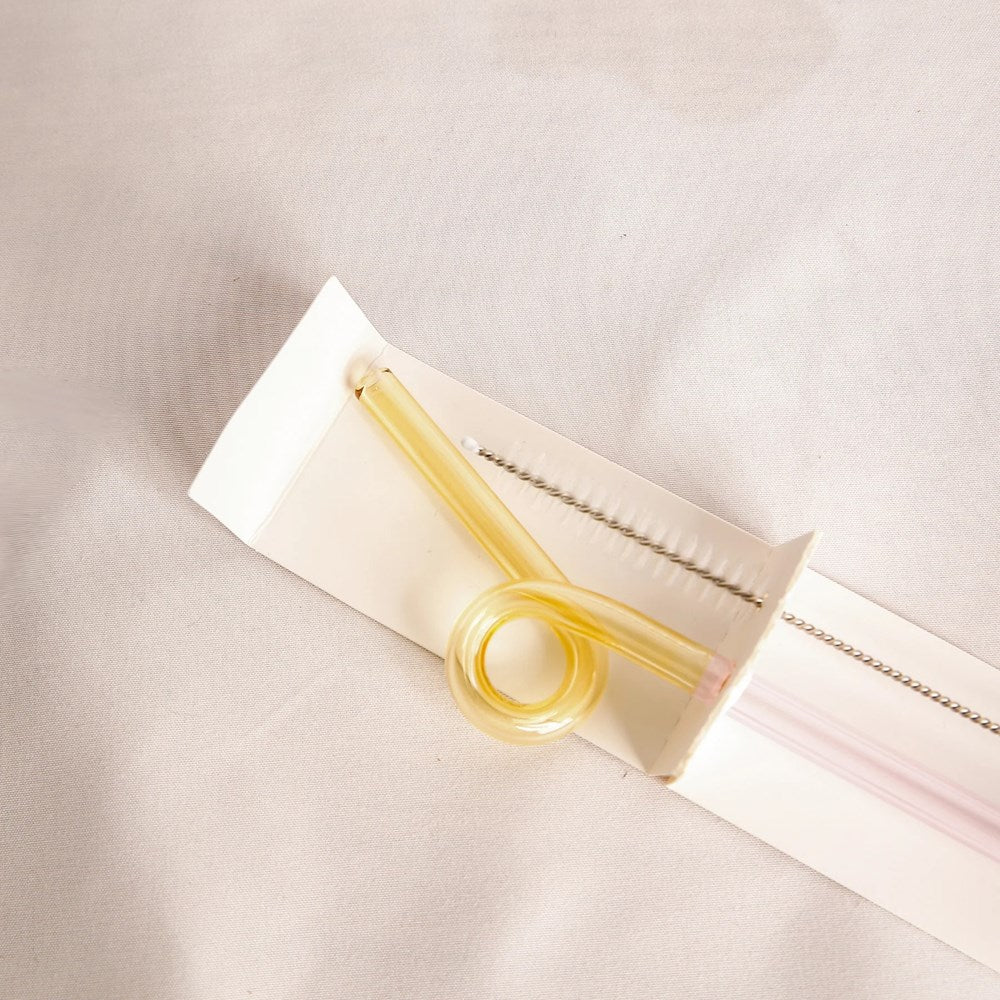 Reusable Glass Straw - Loopy Yellow/Pink | Garcia | Saffron – Saffron Inc