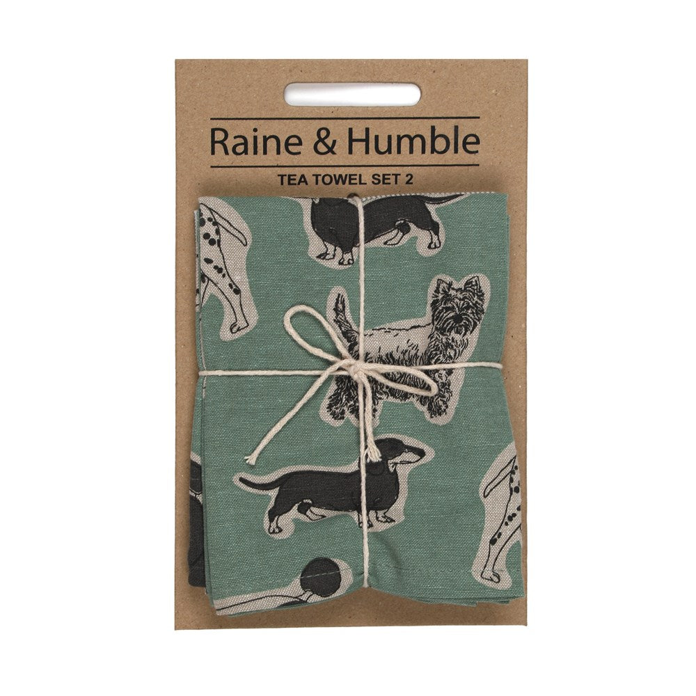 Woof Tea Towel Pack S/2 Aqua Storm – Saffron Inc