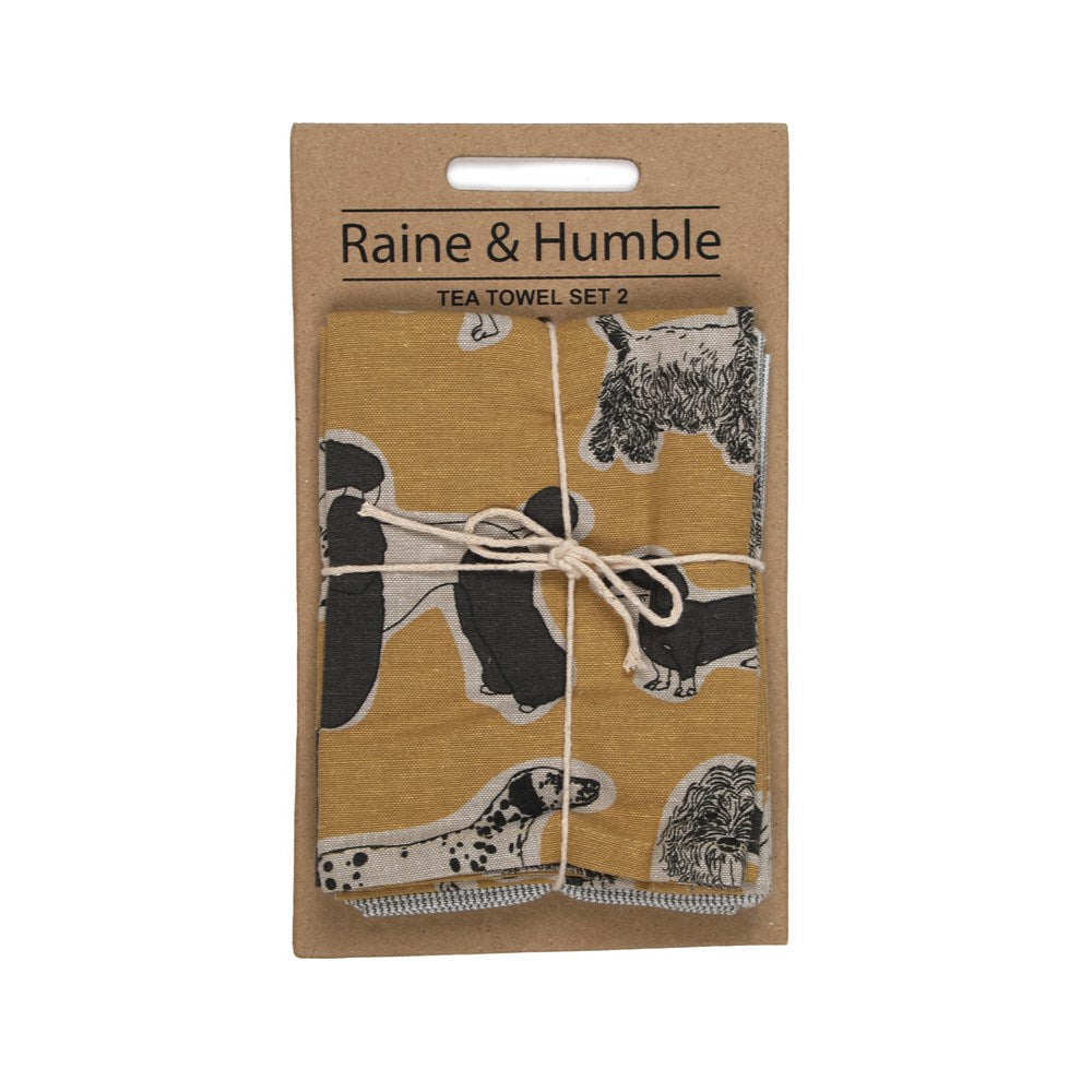 Woof Tea Towel Pack S/2 Yellow Sunset – Saffron Inc